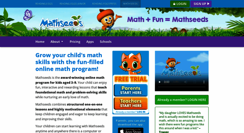 Access mathseeds.com. Home - Mathseeds
