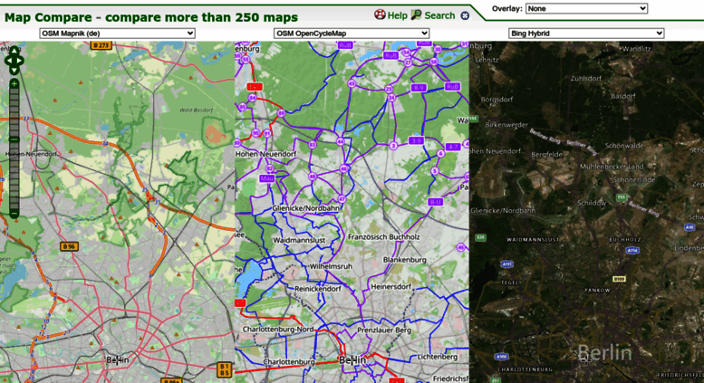 Access mc.bbbike.org. BBBike Map Compare