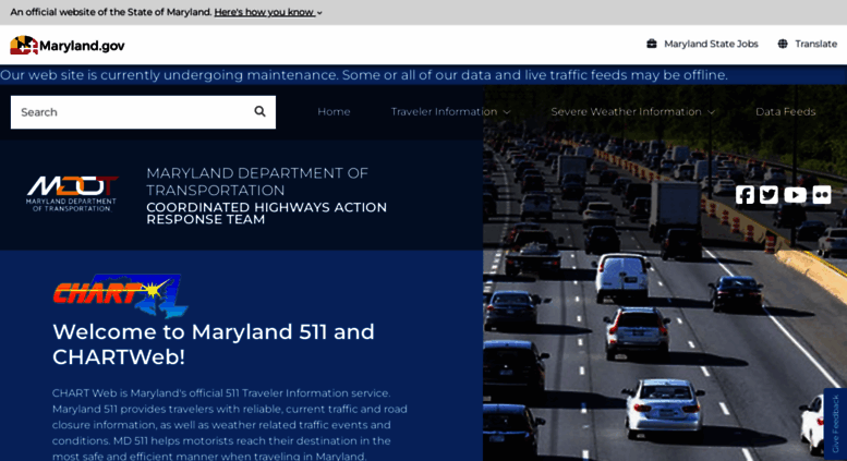 Access md511.org. CHART - Coordinated Highways Action Response Team