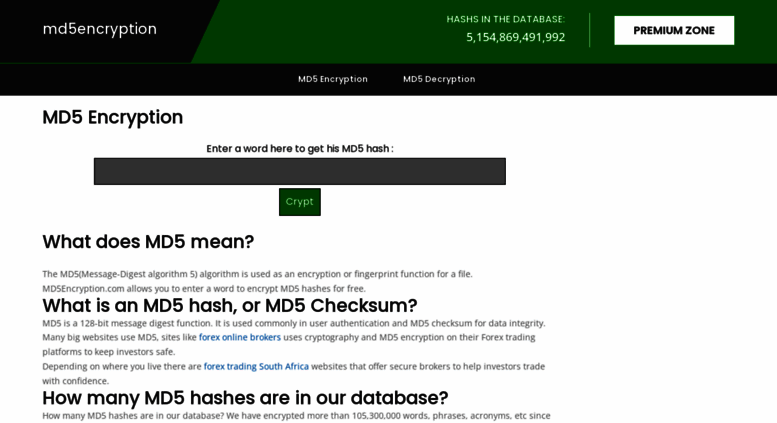 Access md5encryption.com. MD5 Encryption: Encrypt & Decrypt MD5 Hashes