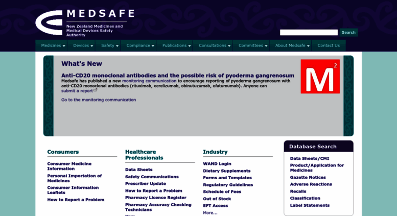Access medsafe.govt.nz. Medsafe Home Page