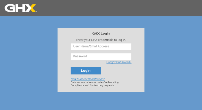 Access medzo.vendormate.com. GHX Single Sign On - Login