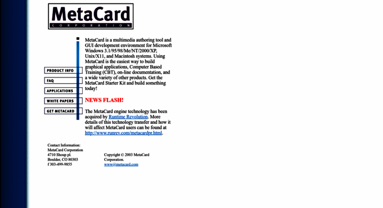 Access metacard.com. MetaCard: Cross Platform Multimedia Authoring and ...