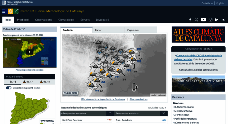 Access meteo.cat. El temps a Catalunya | Servei Meteorològic de Catalunya