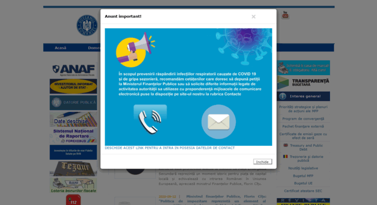 Access mfinante.gov.ro. Despre minister - Acasa - MFP