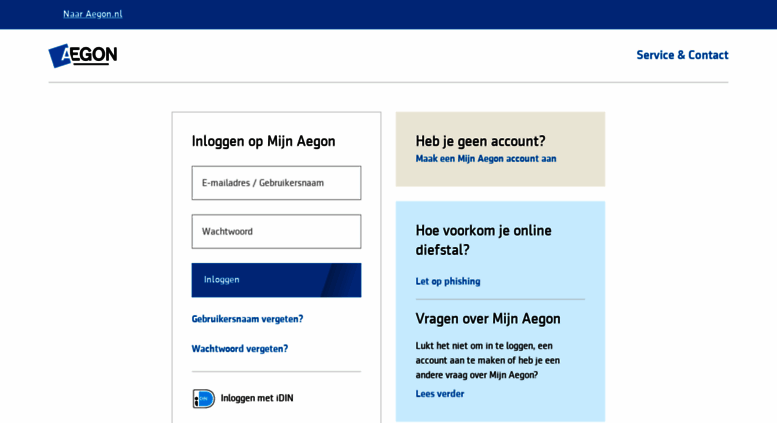Access mijn.aegon.nl. Aegon Internet Login