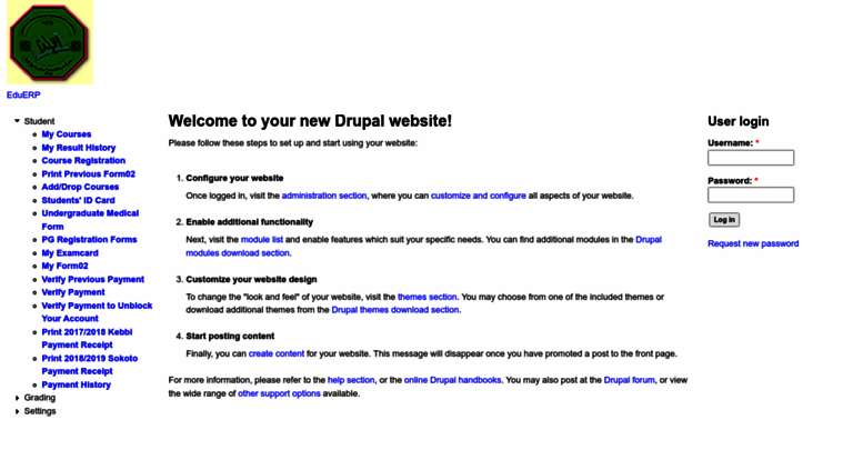 Access mis.udusok.edu.ng. EduERP