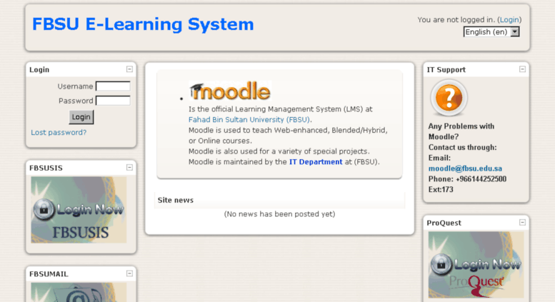 Access moodle.fbsu.edu.sa. FBSU E-Learning System