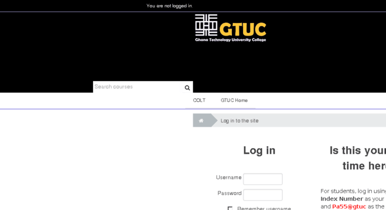 Access moodle.gtuc.edu.gh. GTUC Online - Undergraduate Programmes: Log ...