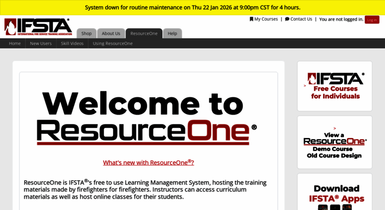 Access moodle.ifsta.org. ResourceOne