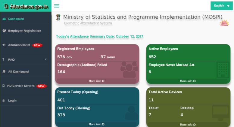 Access mospi.attendance.gov.in. Dashboard | Attendance.gov.in ...