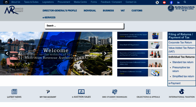 Access mra.mu. Home - Mauritius Revenue Authority