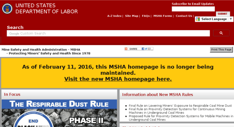 Access mshasearch.msha.gov. Mine Safety and Health Administration (MSHA ...