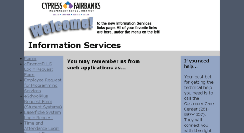 Access my-infoserv.cfisd.net. Information Services Links