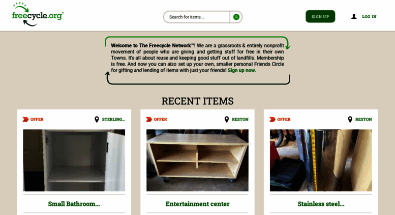 Access my.freecycle.org. Freecycle: Front Door