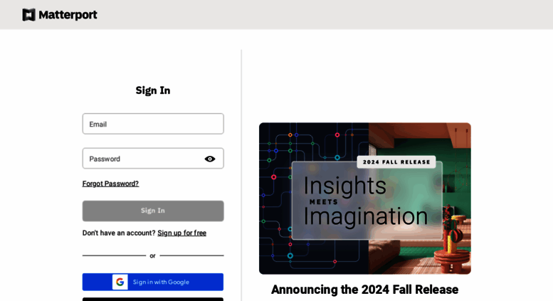 Access my.matterport.com. MyMatterport