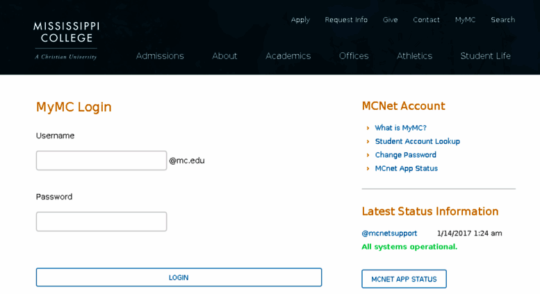 Access my.mc.edu. MyMC | Mississippi College