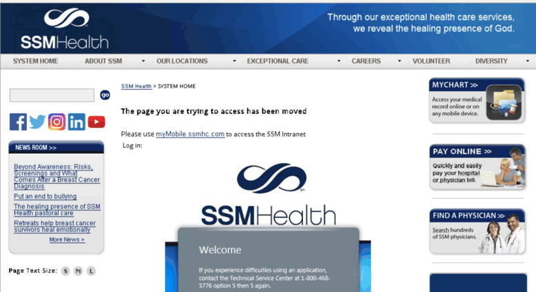 Access my.ssmhc.com. About Us | SSM Health