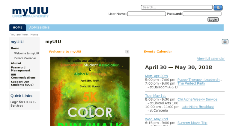 Access my.uiu.edu. Home | myUIU
