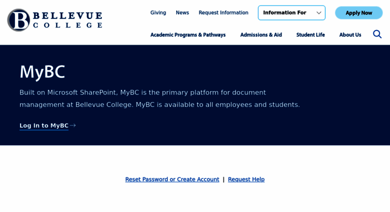Access mybcc.net. MyBC :: Bellevue College