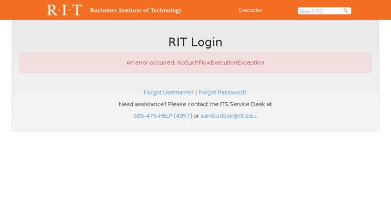 Access mycampus.rit.edu. RIT Login - Error