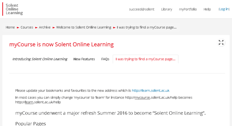 Access mycourse.solent.ac.uk. Course: myCourse is now Solent Online ...