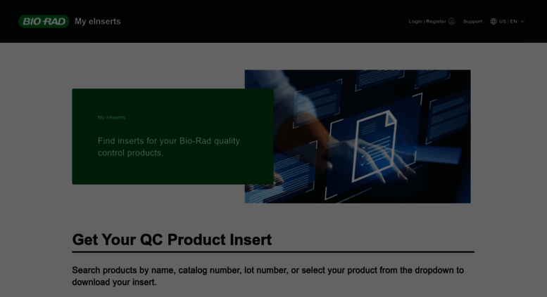 Access myeinserts.qcnet.com. Bio-Rad Laboratories: My eInserts