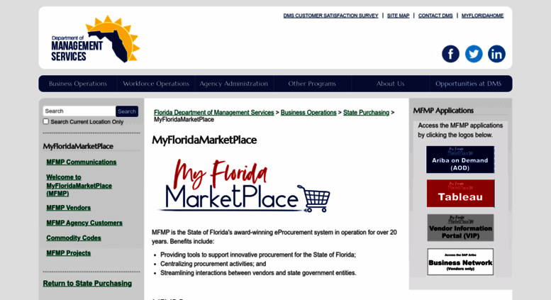 Access myfloridamarketplace.com. MyFloridaMarketPlace / State ...