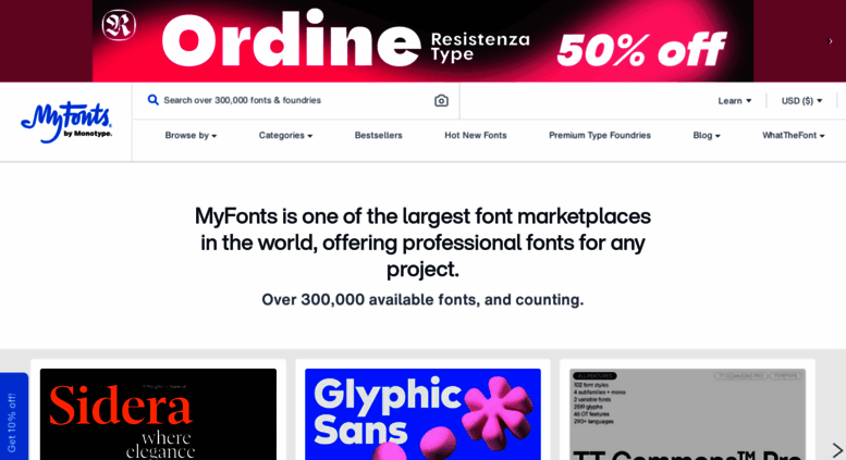 Access myfonts.com. Fonts for Print, Products & Screens | MyFonts