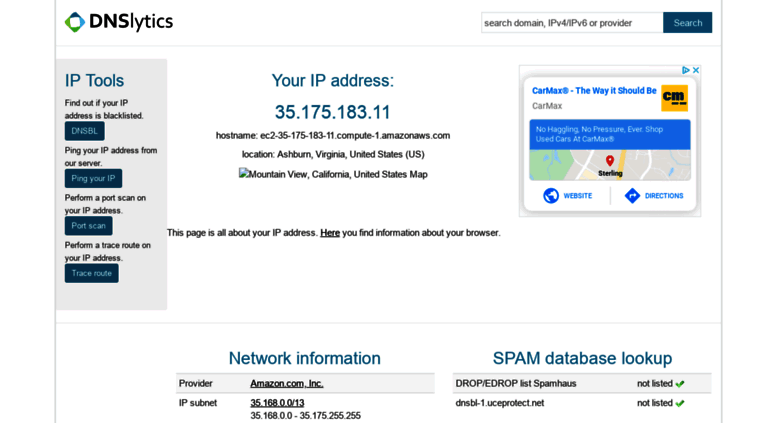 Access myip.report. My IP Address | IP Address Tools