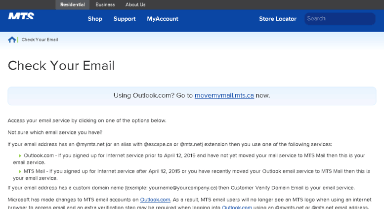 Access mymts.net. Check Your Email | MTS