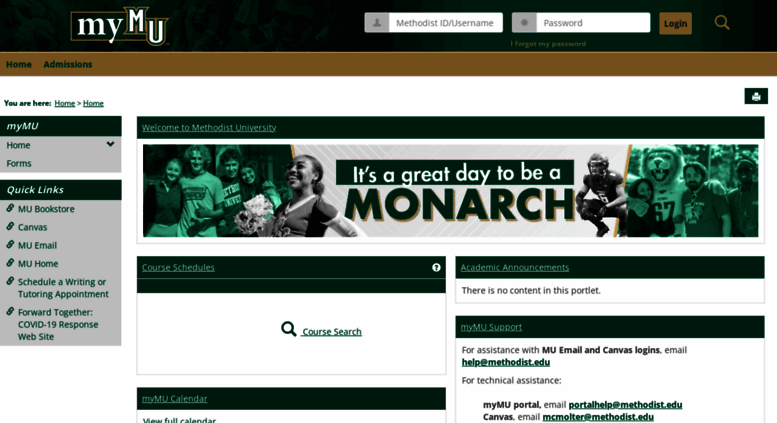 Access mymu.methodist.edu. Home | myMU
