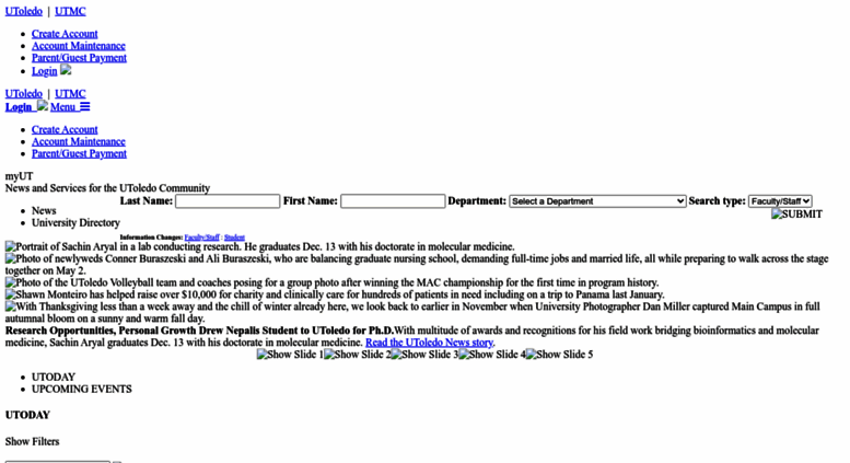 Access myut.utoledo.edu. MyUT