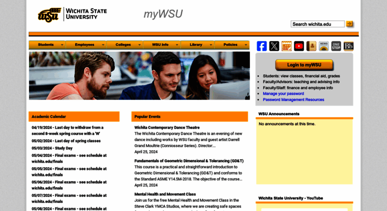 Access mywsu.wichita.edu. myWSU Home