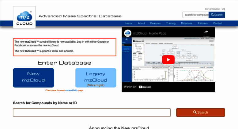 Access mzcloud.org. mzCloud – Advanced Mass Spectral Database