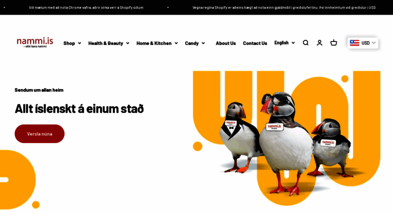 Access nammi.is. Icelandic Online shop nammi