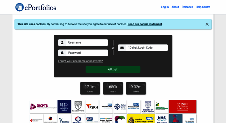Access nhseportfolios.org. NHS ePortfolio Login