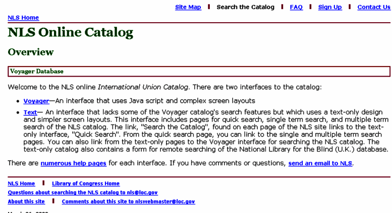 Access nlscatalog.loc.gov. NLS Voyager Catalog, Transition Overview