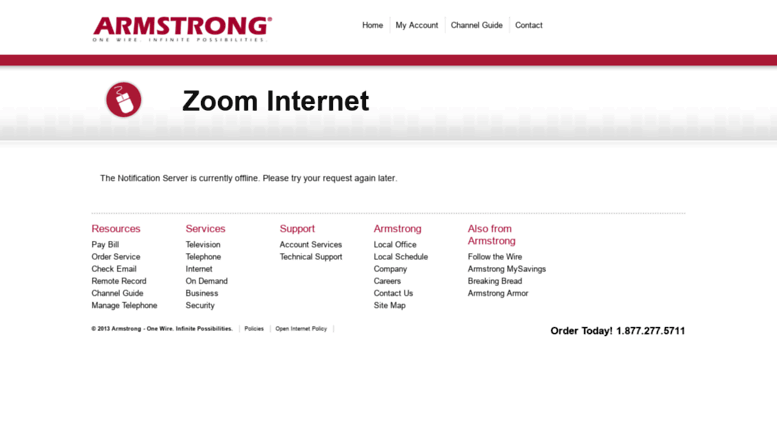 Access notification.zoominternet.net. Zoom Internet | Armstrong