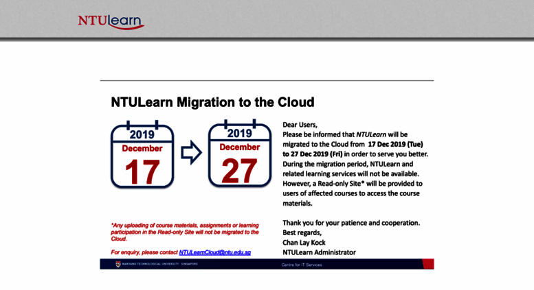 Access ntulearn.ntu.edu.sg. Sign In