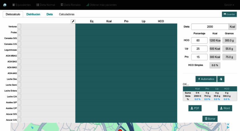 Access nutre.in. Cuadro Dietosintetico - Nutrein
