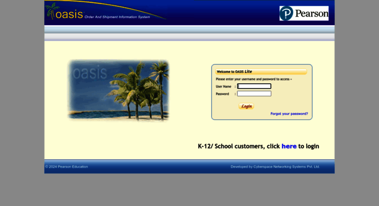 Access oasis-in.pearson.com. OASIS lite - Login