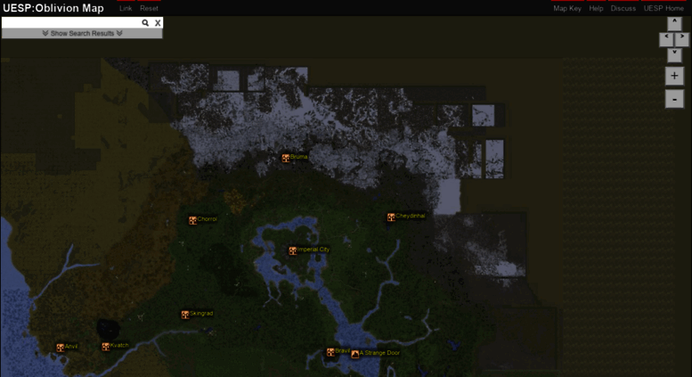 Access obmap.uesp.net. UESP:Oblivion Map v2