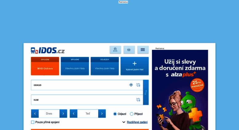 Access odis.idos.cz. IDOS • MHD Ostrava • Vyhledání spojení