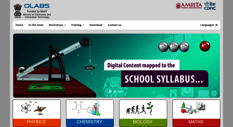 Access olabs.edu.in. Online Labs for schools - Developed by Amrita Vishwa Vidyapeetham and CDAC ...