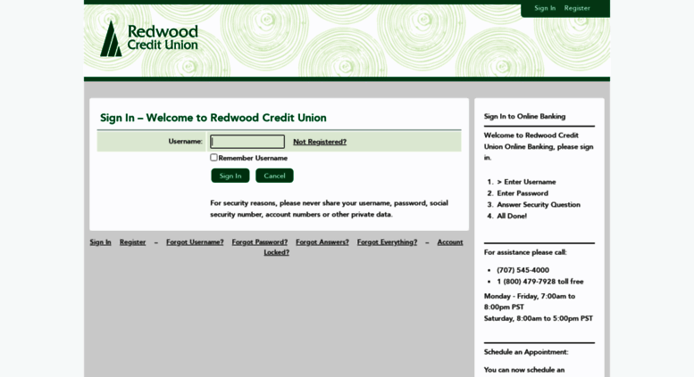 Access online.redwoodcu.org. Redwood Credit Union Online Banking