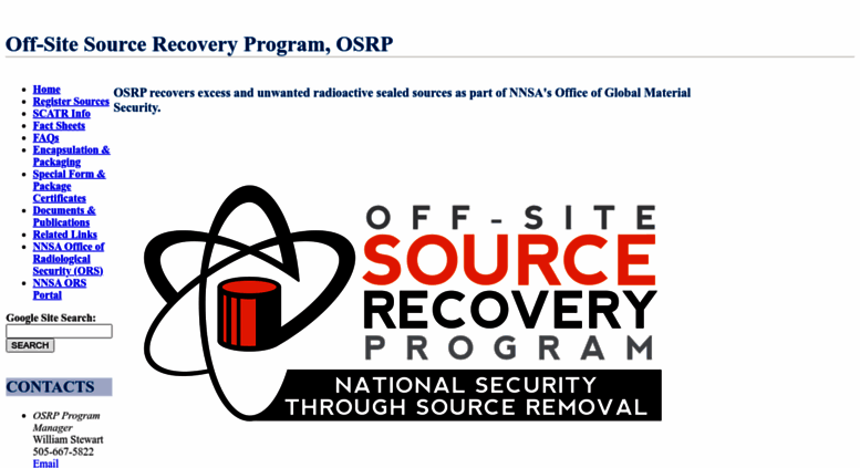 Access osrp.lanl.gov. Off-Site Source Recovery Program (OSRP) | Sealed ...