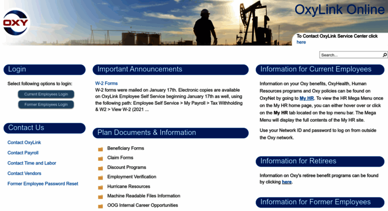 Access oxylink.oxy.com. Pages - Home