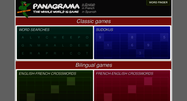 Access panagrama.org. Bilingual and pure fun crossword puzzles – Panagrama