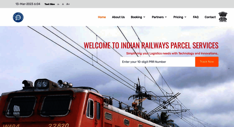 Access parcel.indianrail.gov.in. Railway Parcel Website.